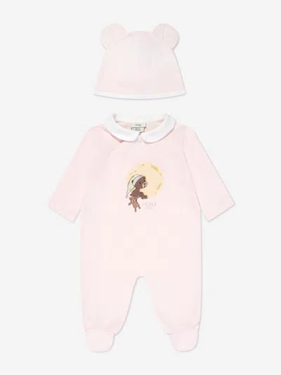 Fendi Pink Set For Baby Girl With Bear | ModeSens