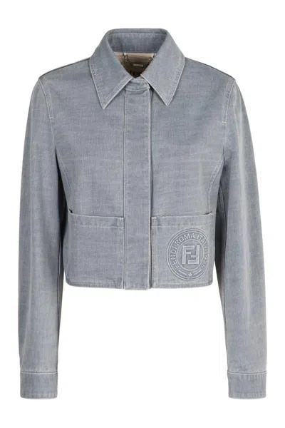 Fendi Denim Jacket In Navy | ModeSens