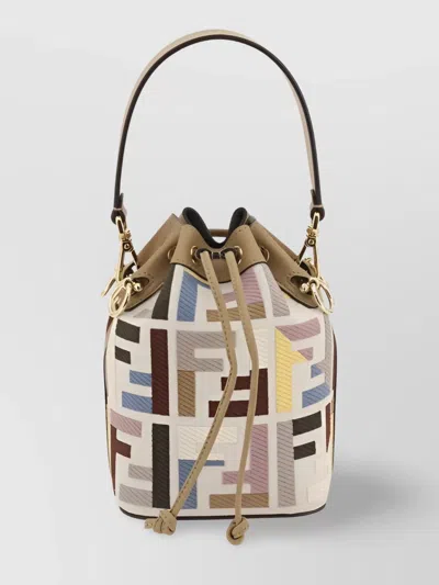 Fendi Embroidered Ff Canvas Bucket Bag In Metallic | ModeSens