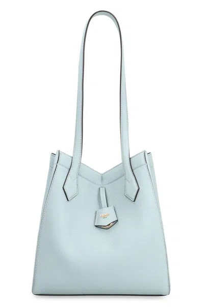 Fendi Origami Pebbled Leather Tote In Blue | ModeSens