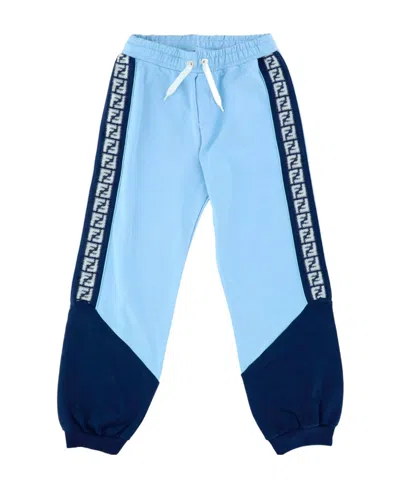 Fendi Ff Colour-block Cotton Track Pants In Blue | ModeSens