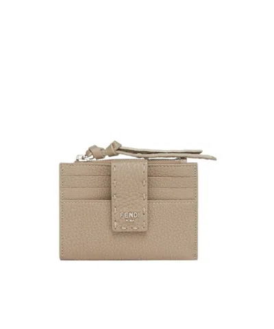 Fendi Ff Diamonds Zip Card Case In Nude | ModeSens