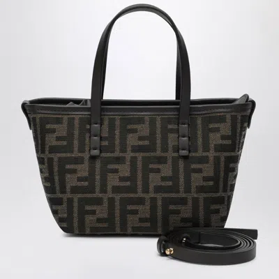 Fendi Compact Jacquard Shoulder Bag With Leather Strap In Brown | ModeSens
