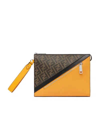 Fendi Ff Jacquard Handbag In Yellow | ModeSens