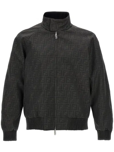 Fendi Ff-pattern Bomber Jacket In Brown | ModeSens