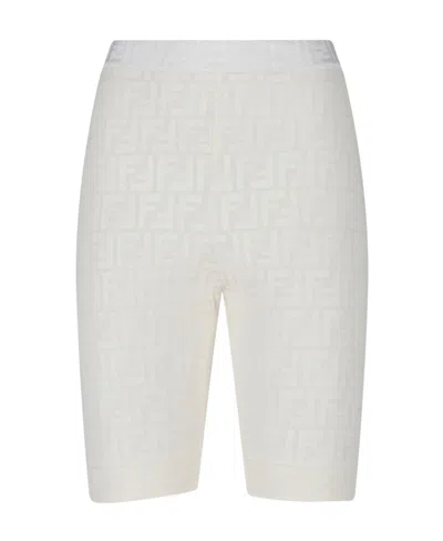 Fendi Ff Pattern Cycling Shorts In White | ModeSens