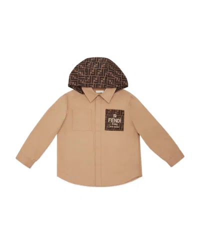 Fendi Ff-pattern Hooded Bomber Jacket In Nude | ModeSens