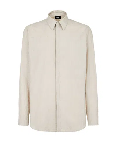Fendi Ff-pattern Long-sleeve Shirt In White | ModeSens