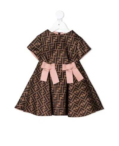 Fendi Ff Pattern Ruffle Dress In Pink | ModeSens