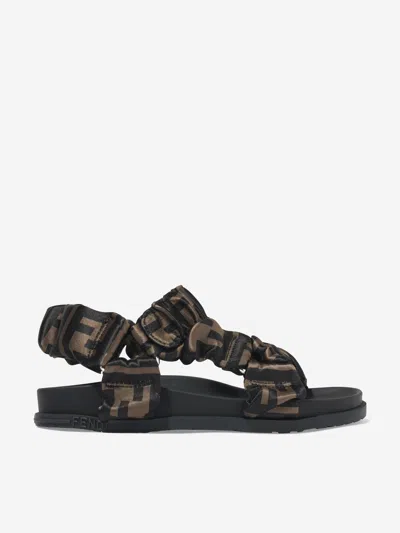 Fendi Girls Ff Logo Sandals In Brown | ModeSens