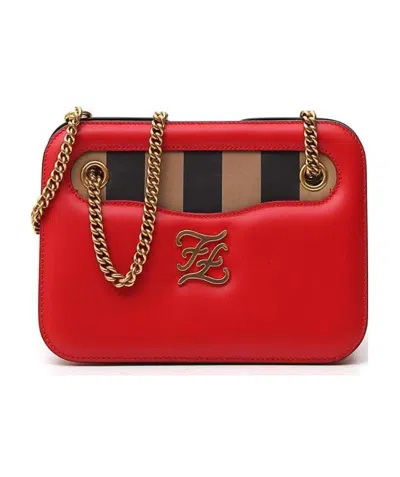 Fendi Karligraphy Pocket Shoulder Bag In Red | ModeSens