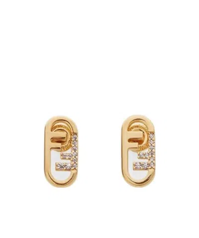 Fendi Logo Details Earrings In Or | ModeSens