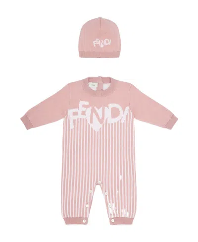 Fendi Logo-intarsia Baby Grow Set In Pink | ModeSens
