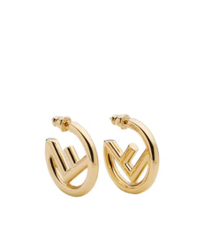 Fendi Logo Pattern Earrings In Yellow | ModeSens
