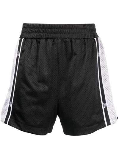 Fendi Logo-tape Perforated Track Shorts In Black | ModeSens