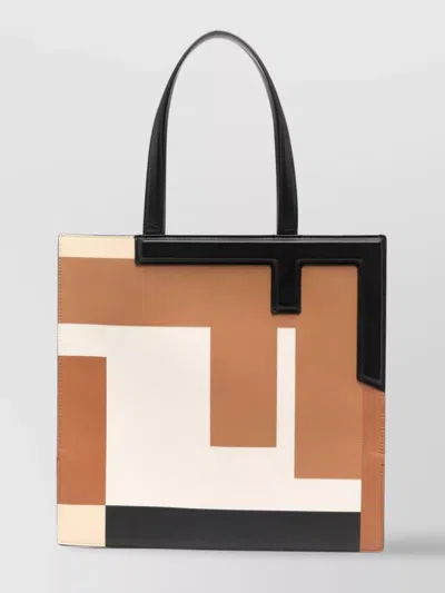 Fendi Medium Leather Tote Geometric Pattern | ModeSens