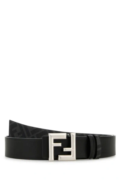 Fendi Men Black Leather Reversible Rounded Ff Belt | ModeSens