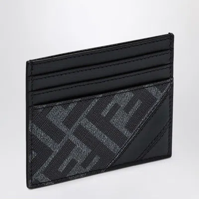 Fendi Men's Diagonal Leather Card Holder In Blue | ModeSens