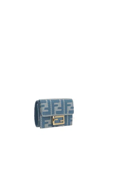Fendi "micro Trifold Baguette" Wallet In Blue | ModeSens