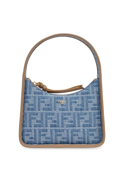 Fendi Fendessence Mini Denim Fabric Hobo Bag In Blue | ModeSens