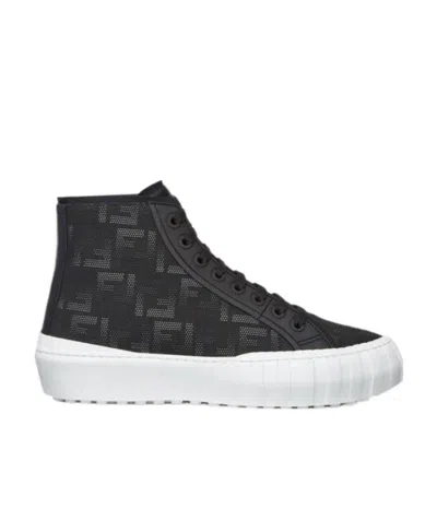 Fendi Monogram-pattern Lace-up Sneakers In Black | ModeSens