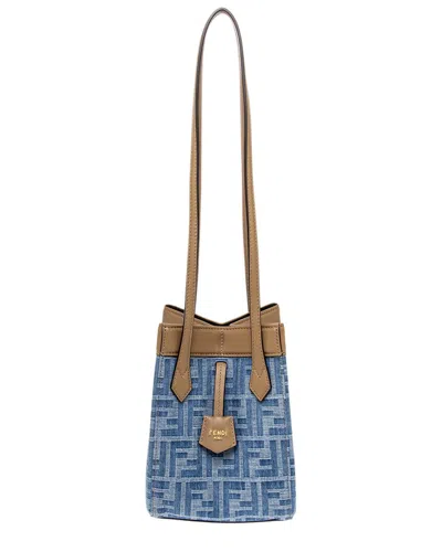 Fendi Origami Mini Leather-trim Bucket Bag In Blue | ModeSens