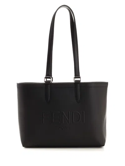 Fendi Roma Leather Shopper In Black | ModeSens