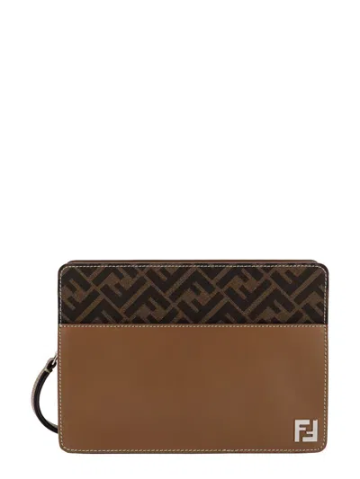 Fendi Squared Ff Standing Clutch In Brown | ModeSens