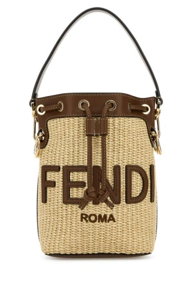 Fendi Women Raffia Small Mon Tresor Bucket Bag In Brown | ModeSens