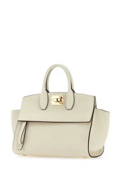 Ferragamo Ivory Leather Studio Soft Handbag In Mascarpone | ModeSens