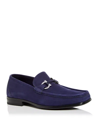 Ferragamo Men's Grandioso Gancini Bit Loafers In Blue | ModeSens