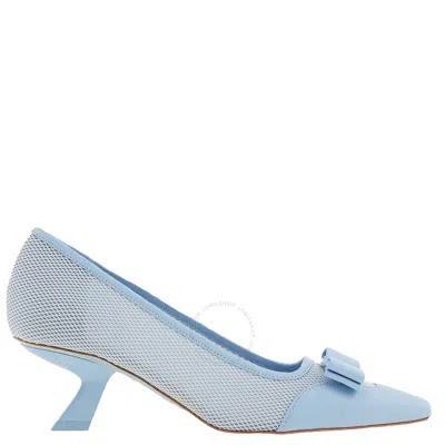 Ferragamo Anz 55 Vara Bow Mesh Pumps In Blue | ModeSens