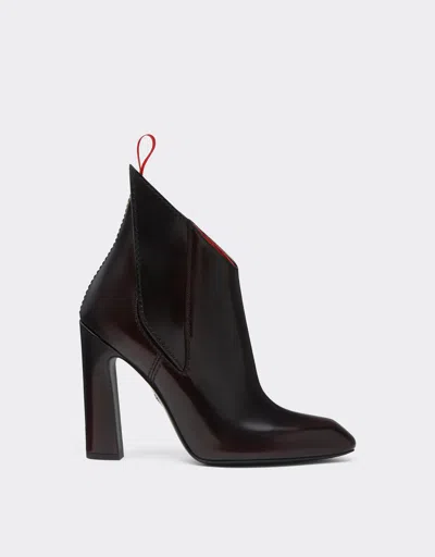 Ferrari Ankle Boots In Brushed Leather In Burgundy | ModeSens