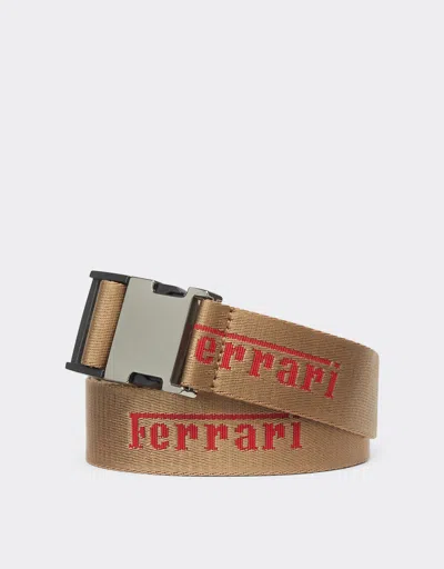 Ferrari Belt With Jacquard Logo In Gold | ModeSens
