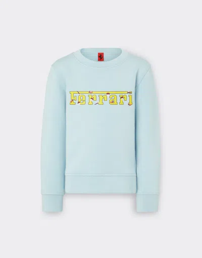 Ferrari Children's Scuba Sweatshirt With Logo In Azure | ModeSens