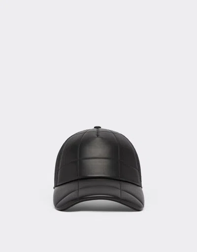 Ferrari Leather Baseball Cap With 7x7 Check Pattern And Mesh In Black ...