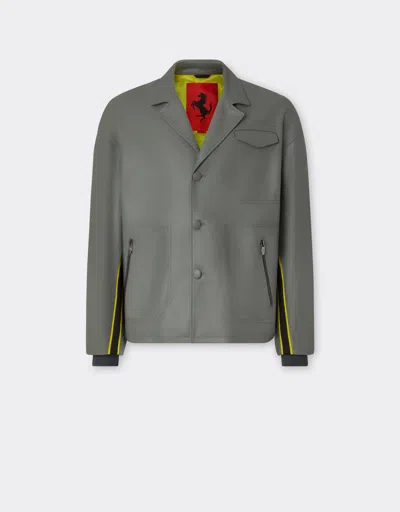 Ferrari Leather Blouson Jacket With 3d Taping In Ingrid | ModeSens