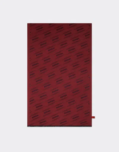 Ferrari Scarf In Silk And Cashmere With Motif In Burgundy | ModeSens