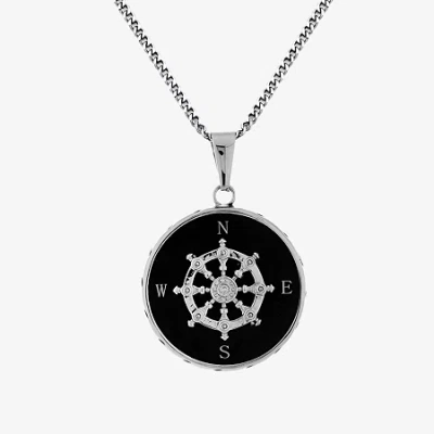 Fine Jewelry Compass Mens Stainless Steel 24 Inch Pendant Necklace In ...