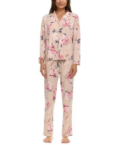 Flora By Flora Nikrooz Women's Lindsey Floral Pajama Set In Beige ...
