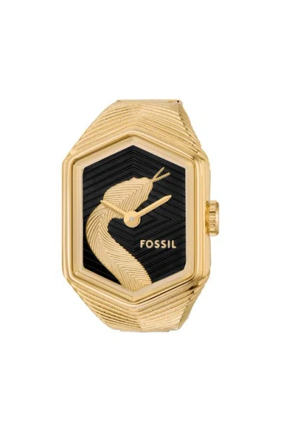 Fossil Lunar New Year Hexagon Ring Watch, 15mm In Gold/black | ModeSens