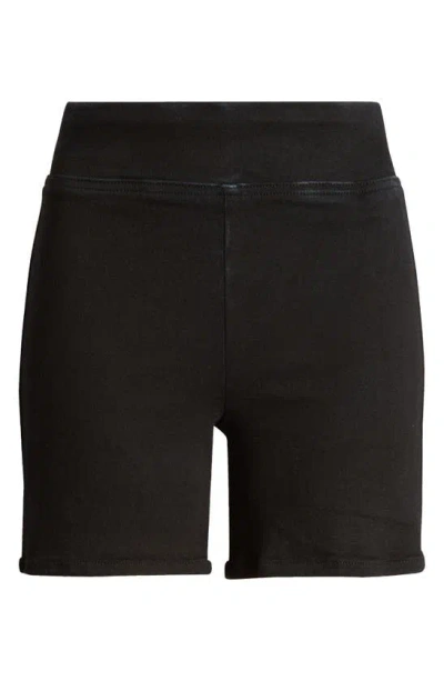 Frame Jet Set Pull-on Denim Shorts In Sheen Noir | ModeSens