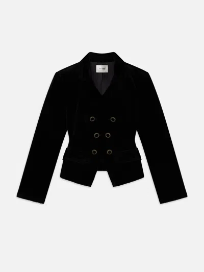 Frame Shrunken Velvet Blazer In Black | ModeSens