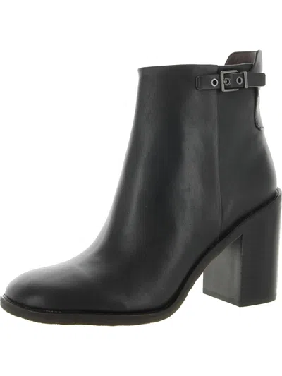 Franco Sarto Rivet Womens Leather Block Heel Booties In Black | ModeSens