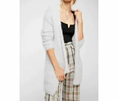 Free People Fuzzy Open Front Cardigan In Light Grey | ModeSens