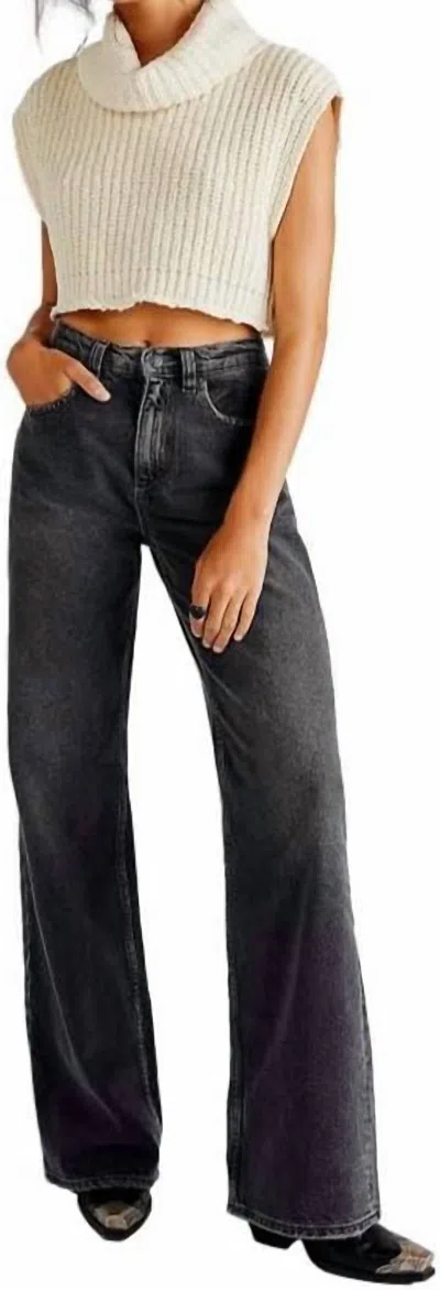 Free People Tinsley Baggy High Rise Jean In Blow Out Black In Multi ...