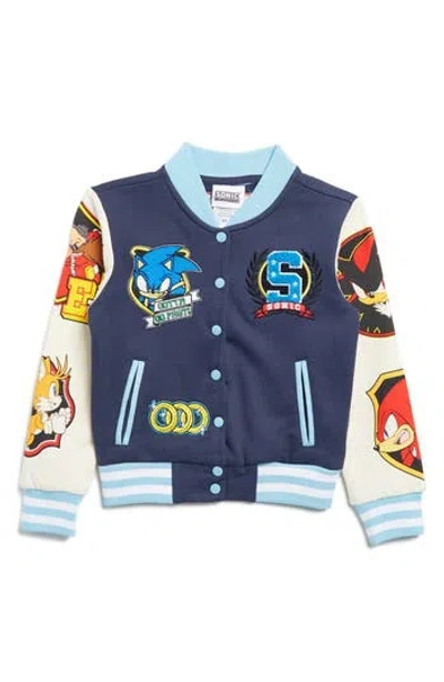 Freeze Kids' Sonic Varsity Jacket In Navy/cream | ModeSens