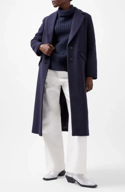 French Connection Arlana Pinstripe Coat In Navy N Grey | ModeSens