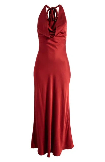 French Connection Ennis Satin Halter Midi Dress In Wine | ModeSens