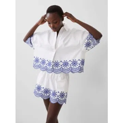 French Connection Rhodes Alissa Cotton Embroidered Shorts-linen White ...